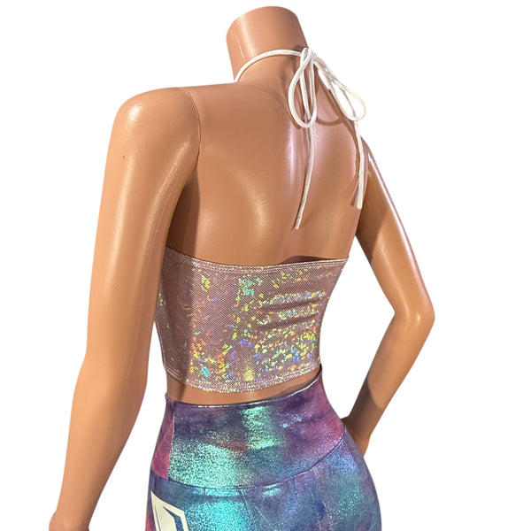 X-String Halter Top in Light Pink Shattered Glass | Peridot Clothing