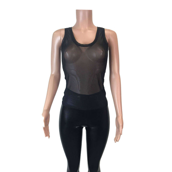 Full Length Tank Top - Black Mesh | Peridot Clothing