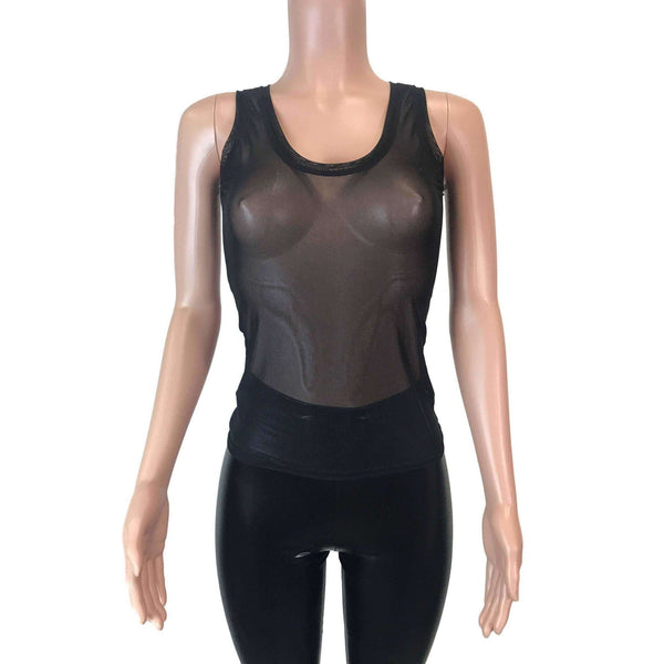 Full Length Tank Top - Black Mesh | Peridot Clothing