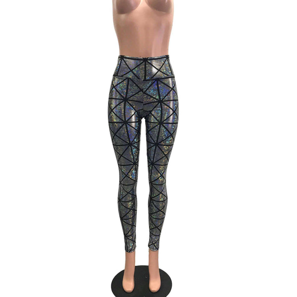 Silver Window Pane Shattered Glass Holographic Leggings Pants | Peridot ...